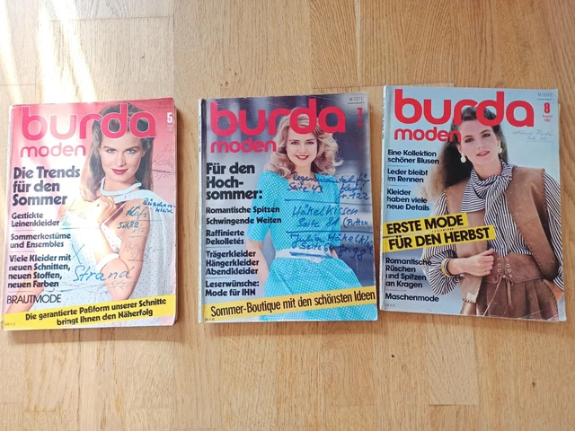 BURDA MODEN ZEITSCHRIFT 3x Jahrgang 1982 inkl Schnittmuster komplett ...