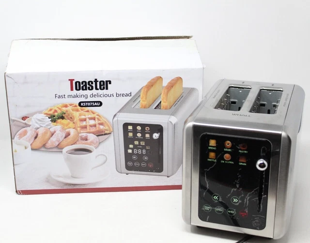 WHALL TOUCH SCREEN Toaster 2 Slice Stainless Steel Digital Timer Sound ...