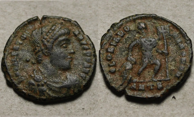 RARE GENUINE ANCIENT Roman coin Valentinian Chi-rho christogram Captive ...