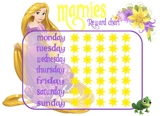 PERSONALISED DISNEY TANGLED Rapunzel Reward Chart Poster and Sticker ...