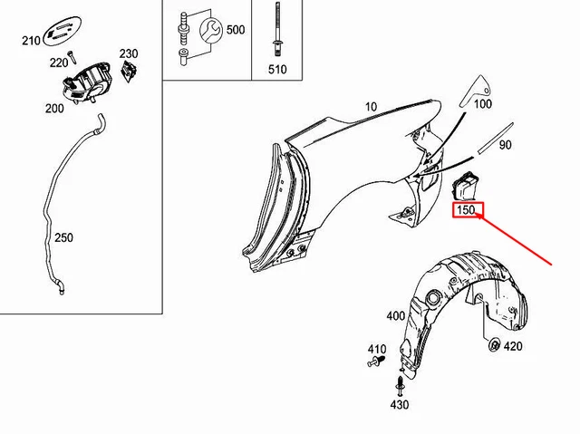 MERCEDES-BENZ SLK R172 Rear Right Fender Vent Flap A1728300800 NEW ...