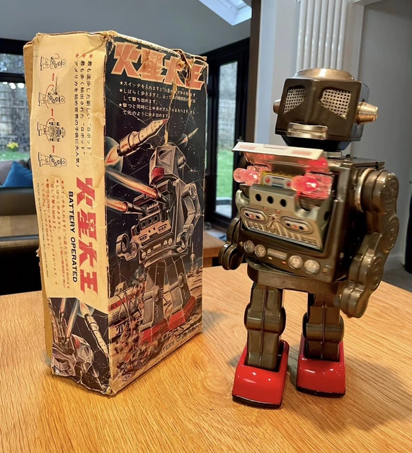 1960S HORIKAWA JAPAN Tin GREAT MARS KING Robot & Original Japanese Box ...