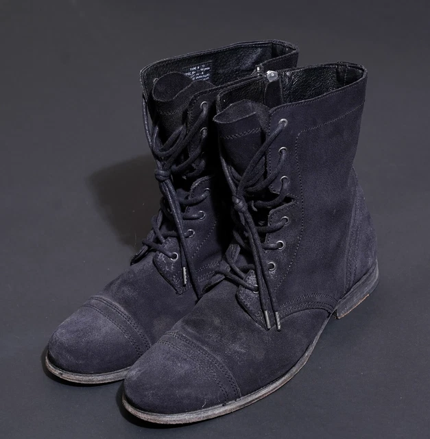 ALL SAINTS MENS Leather Boots UK11 US12 EU45 Black Suede Military Zip ...