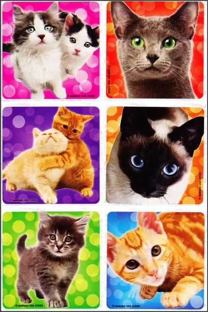 CATS STICKERS X 6 - Teacher/Reward Charts - Kittens Stickers Scrapbook ...