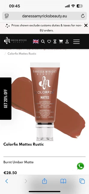 DANESSA MYRICKS COLORFIX Liquid Matte Eyeshadow in Rustic 10ml Full ...