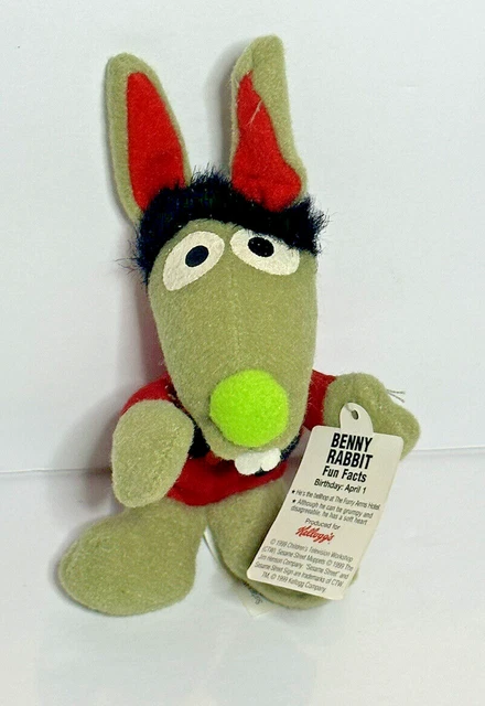 SESAME STREET BENNY Rabbit Mini Beans Kelloggs Plush Toy 1999 Vintage £ ...