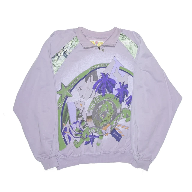 VINTAGE BENGER ART of Hollywood Purple 90s 1/4 Zip Sweatshirt Womens M ...