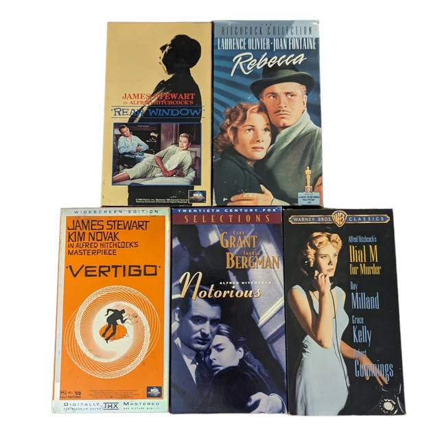 LOT OF 5 VHS Movies HITCHCOCK Notorious Vertigo,Rear Window, Rebecca ...