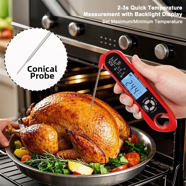 MEAT THERMOMETER MAGNET And Hanging Hole Fast 2-3s Read 0.1°C/°F ...