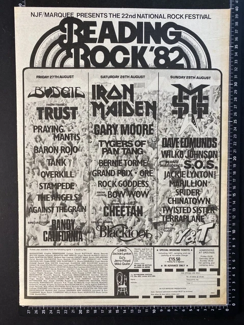 READING ROCK FESTIVAL - Iron Maiden Gary Moore- 1982 Vintage Advert ...