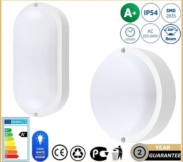 LED OVAL ROUND Bulkhead Wall Porch Lamp Ceiling Light Indoor Outdoor ...