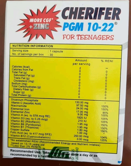 CHERIFER PGM 10-22 For Teenagers with High CGF Original 30 Caps With.Zinc, £29.99 - PicClick UK