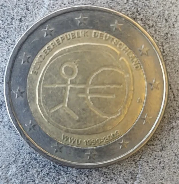 2 EURO MÜNZE Strichmännchen WWU 1999-2009 Selten Deutschland EUR 350,00 - PicClick FR