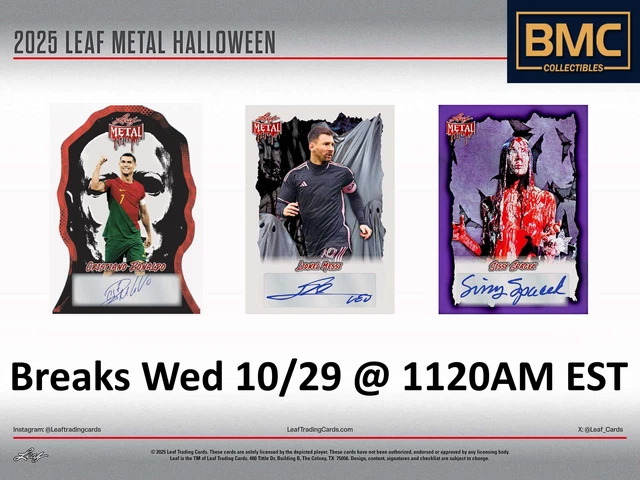 RILEY LEONARD 2025 Leaf Metal Halloween Multi-Sport 1x Case Break #7 $1 ...