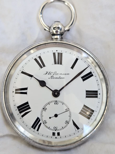 BENSON POCKET WATCH HEAVY Gents Silver *FULL WORKING ORDER *1905 ...