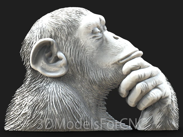 3D MODEL STL File for CNC Router Laser & 3D Printer Monkey Thinking £2.46 - PicClick UK