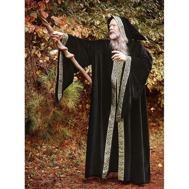 DUMBLEDORE WIZARD COSPLAY Men Medieval Robes Costume Halloween Cloak ...