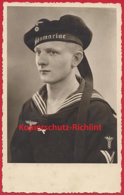 ORG. FOTO: WEHRMACHT Portrait Matrose ObGefr. Kriegsmarine Sanitäter ...