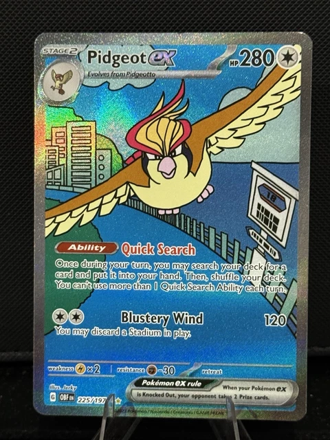 POKÉMON TCG PIDGEOT EX Sv03: Obsidian Flames 225/197 Holo Special... NM ...