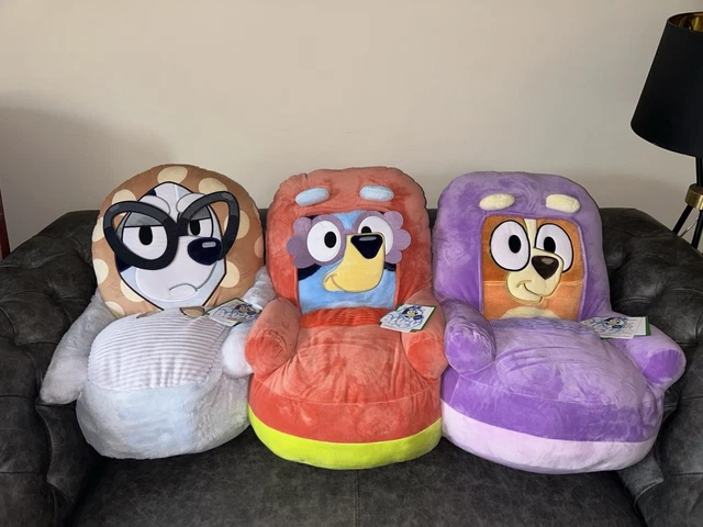 BLUEY SUPER SOFT Plush Chair Granny Bluey, Bingo & Muffin Bundle £260. ...