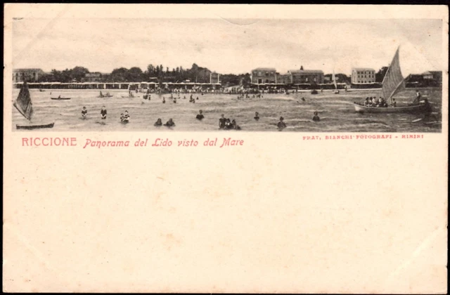 RICCIONE CARTOLINA LIDO VISTO DAL MARE Fot. FRAT. BIANCHI RIMINI Forlì ...