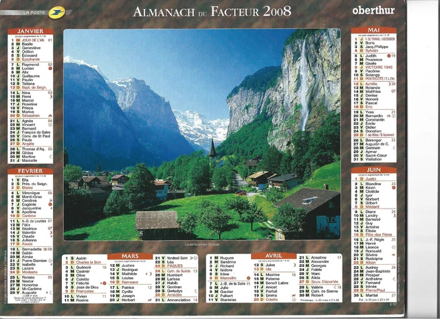 ALMANACH CALENDRIER DES POSTES Authentique - 2008 - theme Montagnes ...