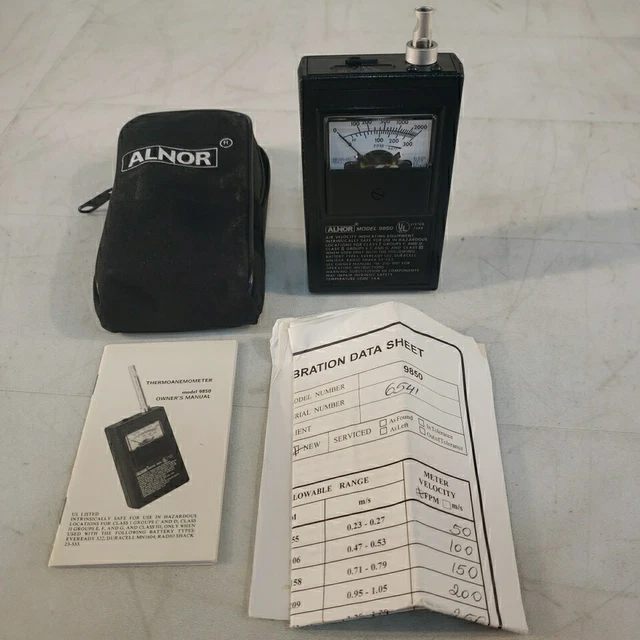 ALNOR 9850 THERMO-ANEMOMETER Air Velocity Meter Indicating Equipment W ...