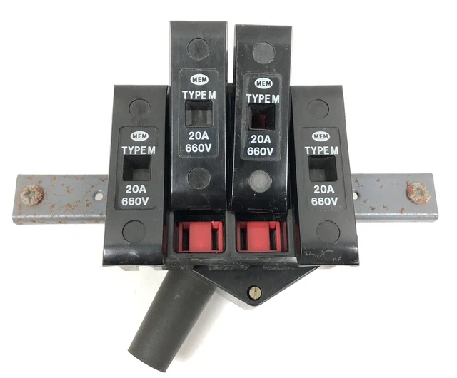4 X MEM TYPE M 20Amp Fuse Carrier & Holder Base Fuse Bank 660v 20A* £45 ...