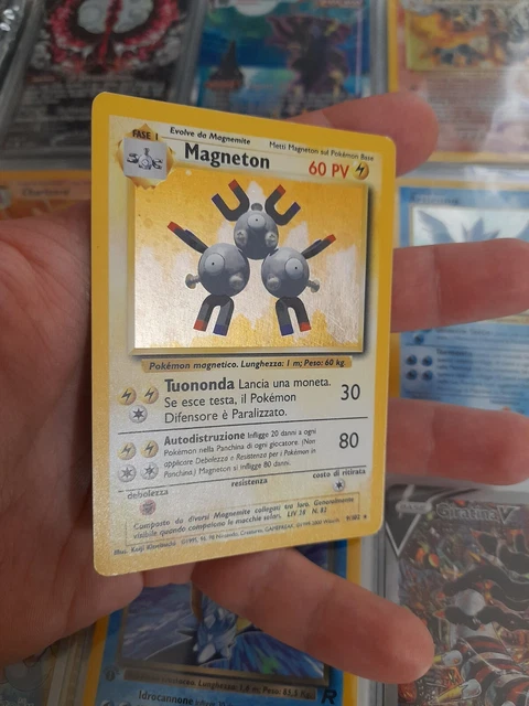 CARTA POKEMON MAGNETON 9/102 Edizione Set Base Rara Holo Wotc Old BGS ...