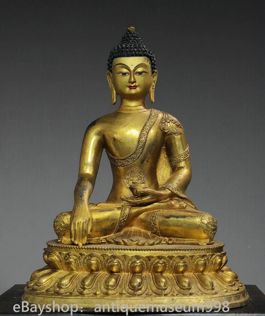 16.8 &CHINE ANCIENNE peinture sur cuivre doré bouddhisme Shakyamuni Bouddha EUR 1.056,00 ...