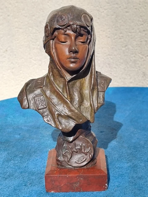 BELLE ET RARE statuette ancienne en bronze DALILA signé E. VILLANIS EUR ...