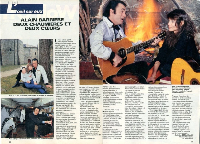 COUPURE DE PRESSE Clipping 1984 Alain Barrière (2 pages) EUR 5,00 - PicClick FR