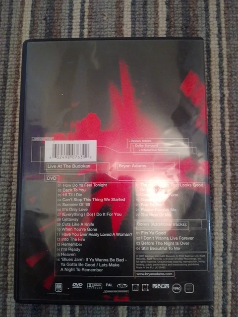 BRYAN ADAMS JAPAN 2000 Live At The Budokan Dvd EUR 1,16 - PicClick IT