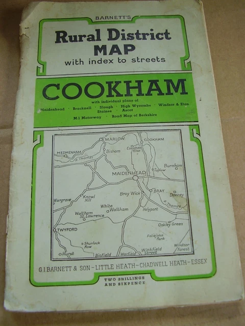 VINTAGE COOKHAM BERKSHIRE Rural District Map Plan With Index Barnett's ...