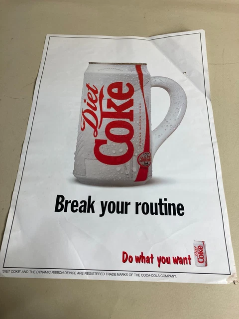 DIET COKE COCA Cola Promo Merchandise Soft Drink Ephemera 1990s 59x42cm ...