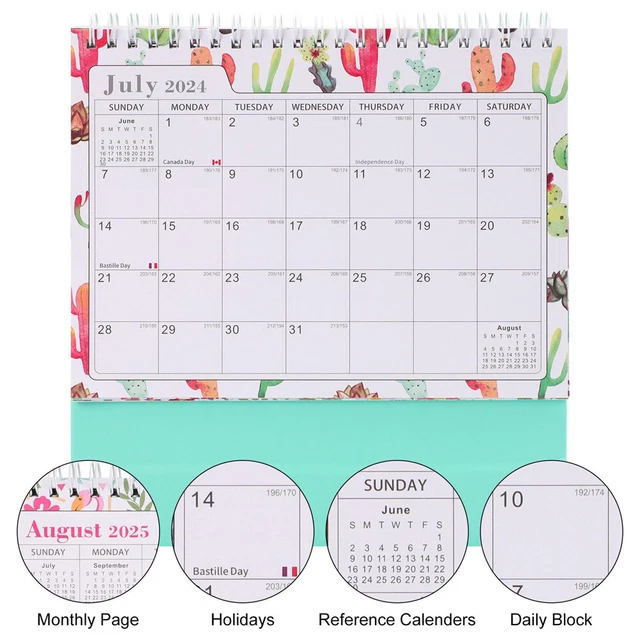 2024-2025 DESK CALENDAR - Standing Flip 2024-2025 Desktop Calendar with ...