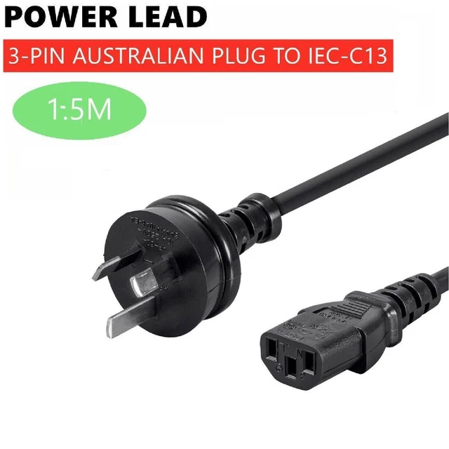 POWER CORD LEAD Cable 3 PIN AU Plug To IEC-C13 250V Computer TV Monitor ...