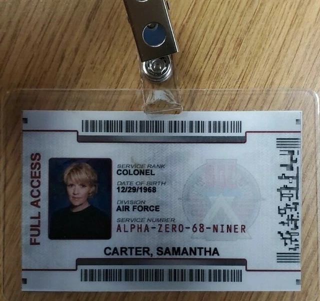 STARGATE COMMAND SG-1 ID Badge-Colonel Samantha Carter cosplay costume ...