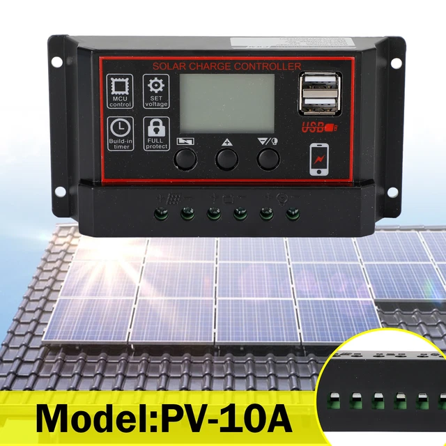 10A PWM SOLAR Panel Battery Regulator Charge Controller LCD Dual USB ...