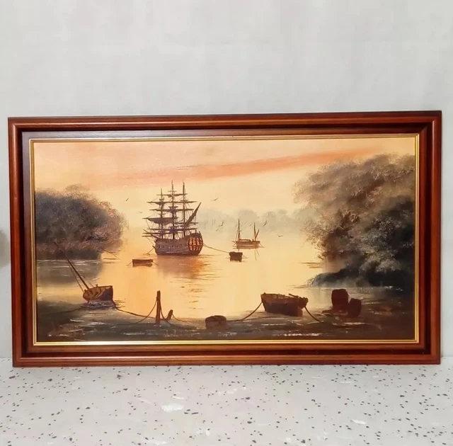 VINTAGE SEASCAPE OIL PAINTING. DOUG HINGE. CORNWALL. £19.99 - PicClick UK