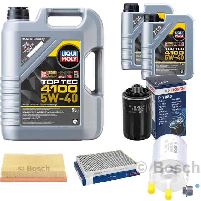 BOSCH INSPECTION SET 7L Liqui Moly Top Tec 4100 5W-40 pour VW ...