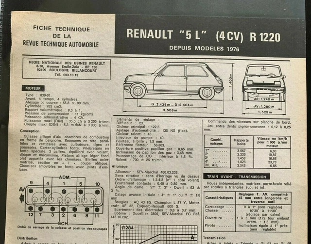 Fiche Technique Renault 5 Ls À VENDRE! - PicClick FR