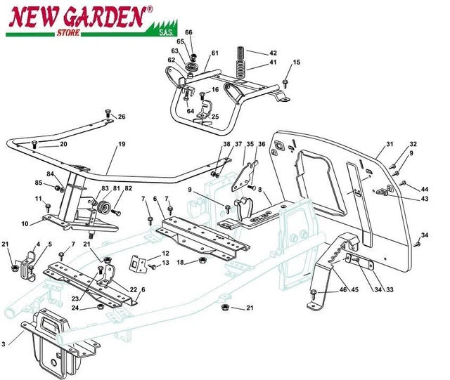 EXPLODED VIEW FRAME Mower Lawn Mower EL63 XE75VD Castelgarden Parts ...