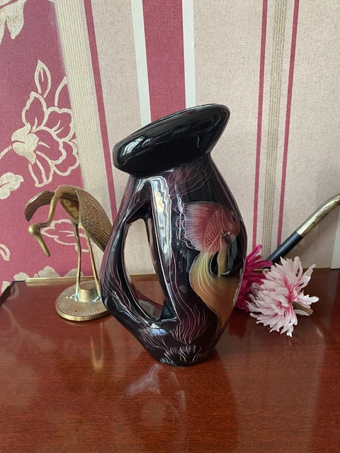 VASE FORME LIBRE CERAMIQUE KERAMOS, Sybille Marius DECOR AQUATIQUE H 26 ...