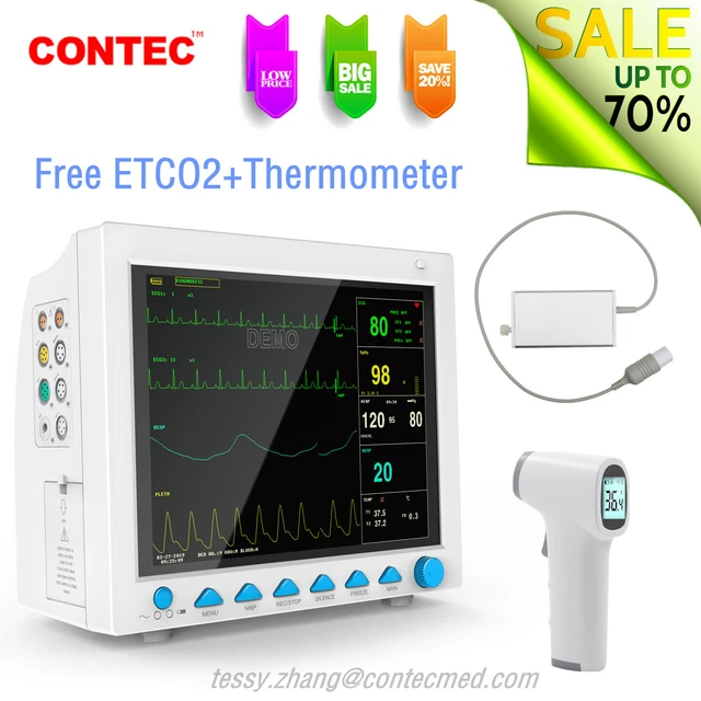 CONTEC CMS8000 CO2 Vital Signs Monitor Patient Monitor+ETCO2 Capnograph ...