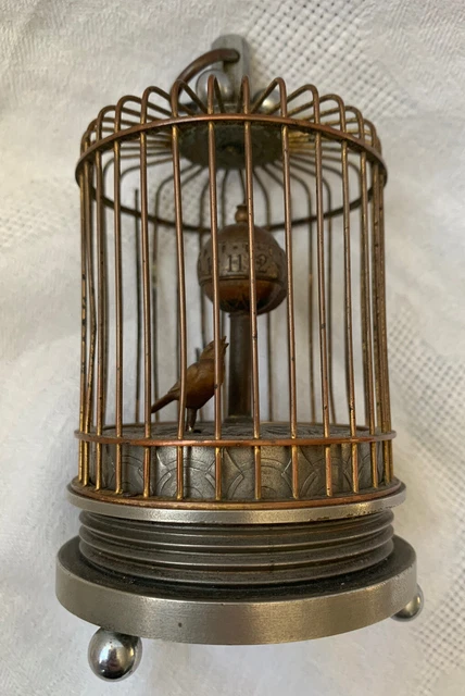 ANTIQUE BIRD CAGE Globe Clock With Animatronic Bird £150.00 - PicClick UK