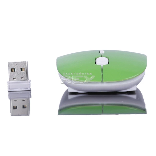RATÓN MOUSE INALÁMBRICO sin Cables Extraplano Diseño MAC Verde-Blanco ...