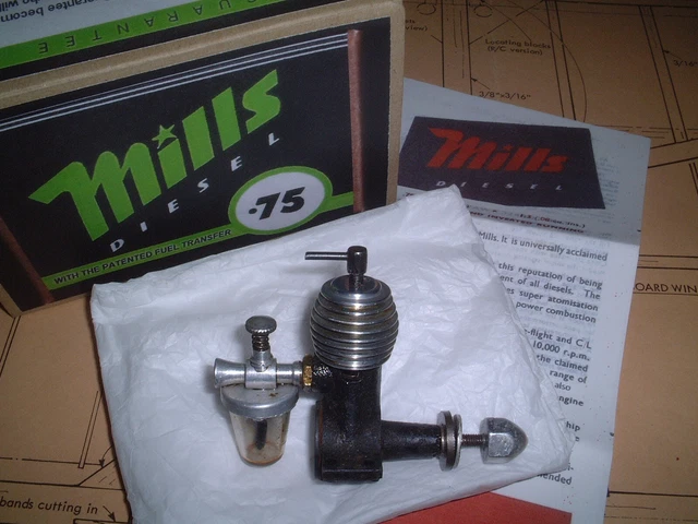 ORIGINAL MILLS .75 Model Aircraft Diesel Engine + Replica Box For ...