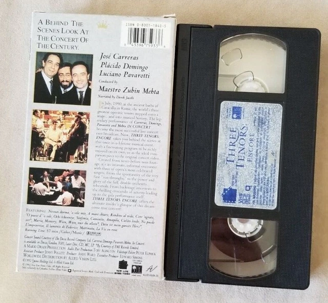 THREE TENORS ENCORE Used VHS José Carreras Plácido Domingo Luciano ...