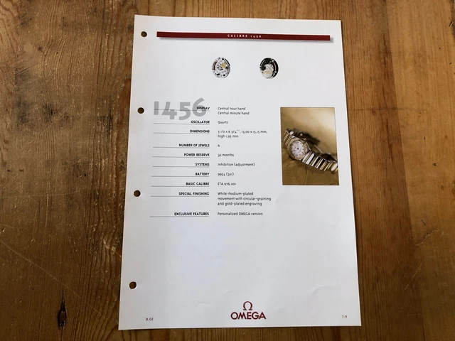DOSSIER DE PRESSE OMEGA - Détails Mouvement Calibre 1456 & 1530 - Anglais EUR 21,86 - PicClick FR